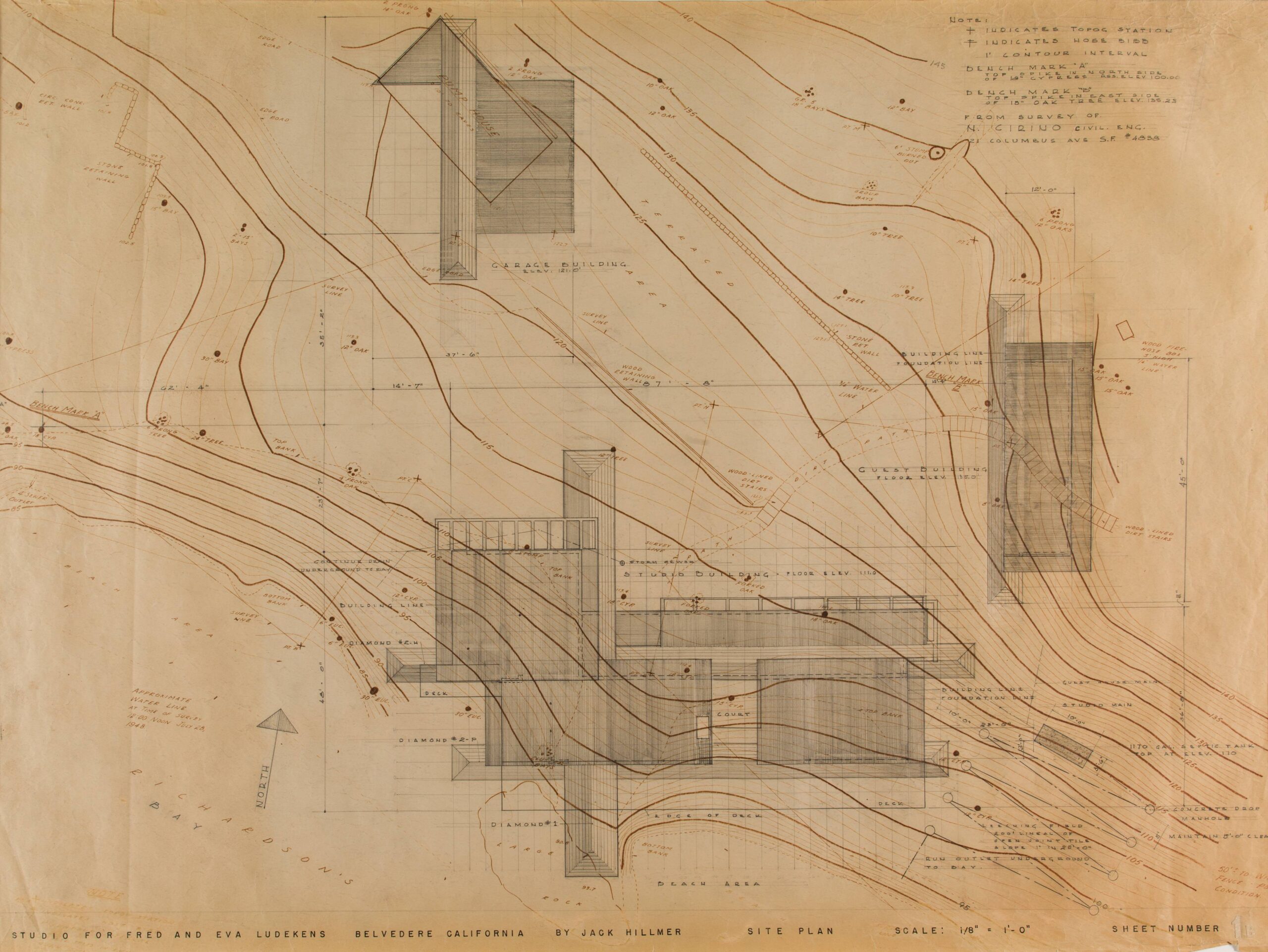 Jack Hillmer, Drawing for Ludekens House, Belvedere, California, 1948 ...
