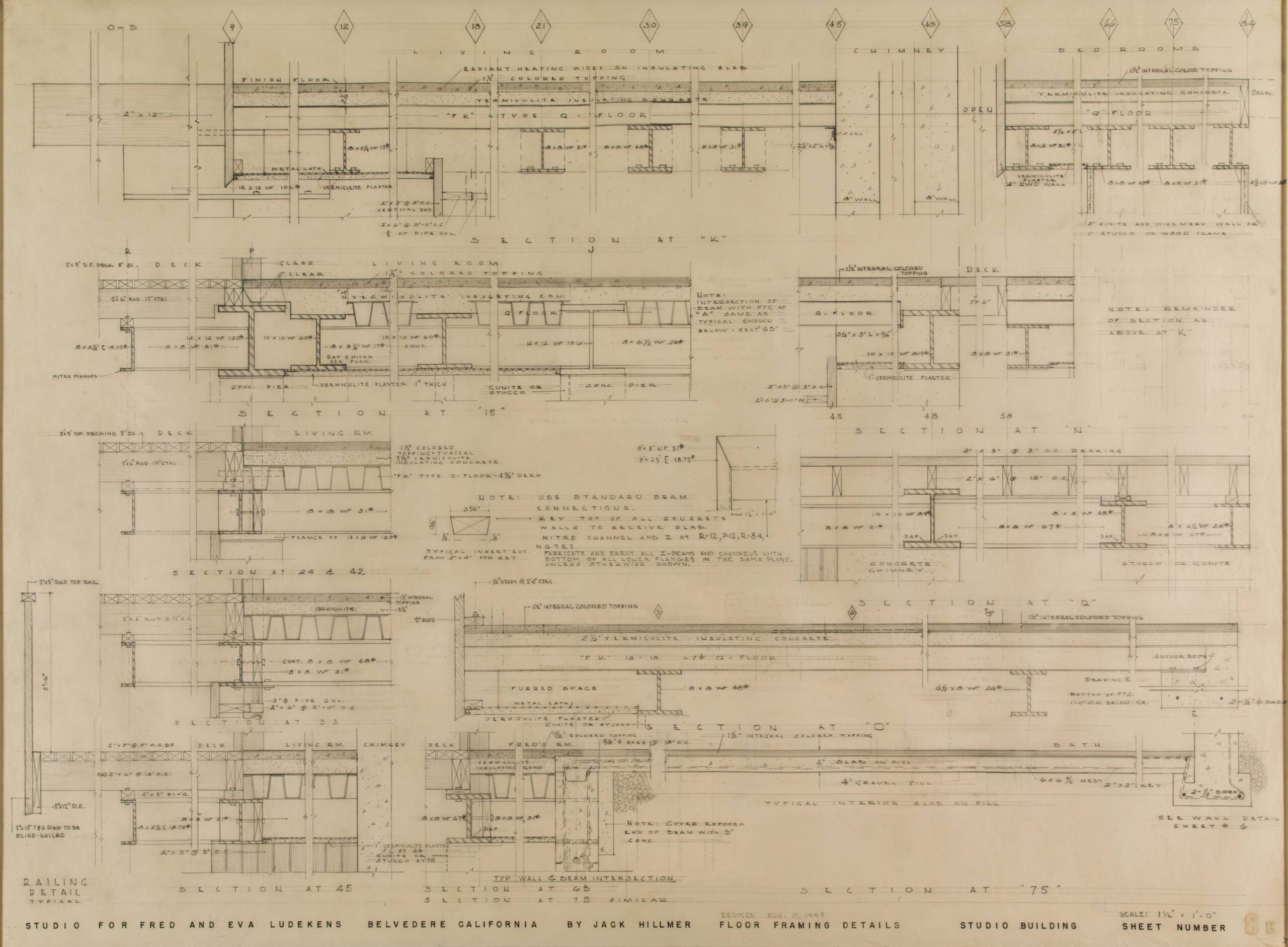 Jack Hillmer, Drawing for Ludekens House, Belvedere, California, 1948 ...
