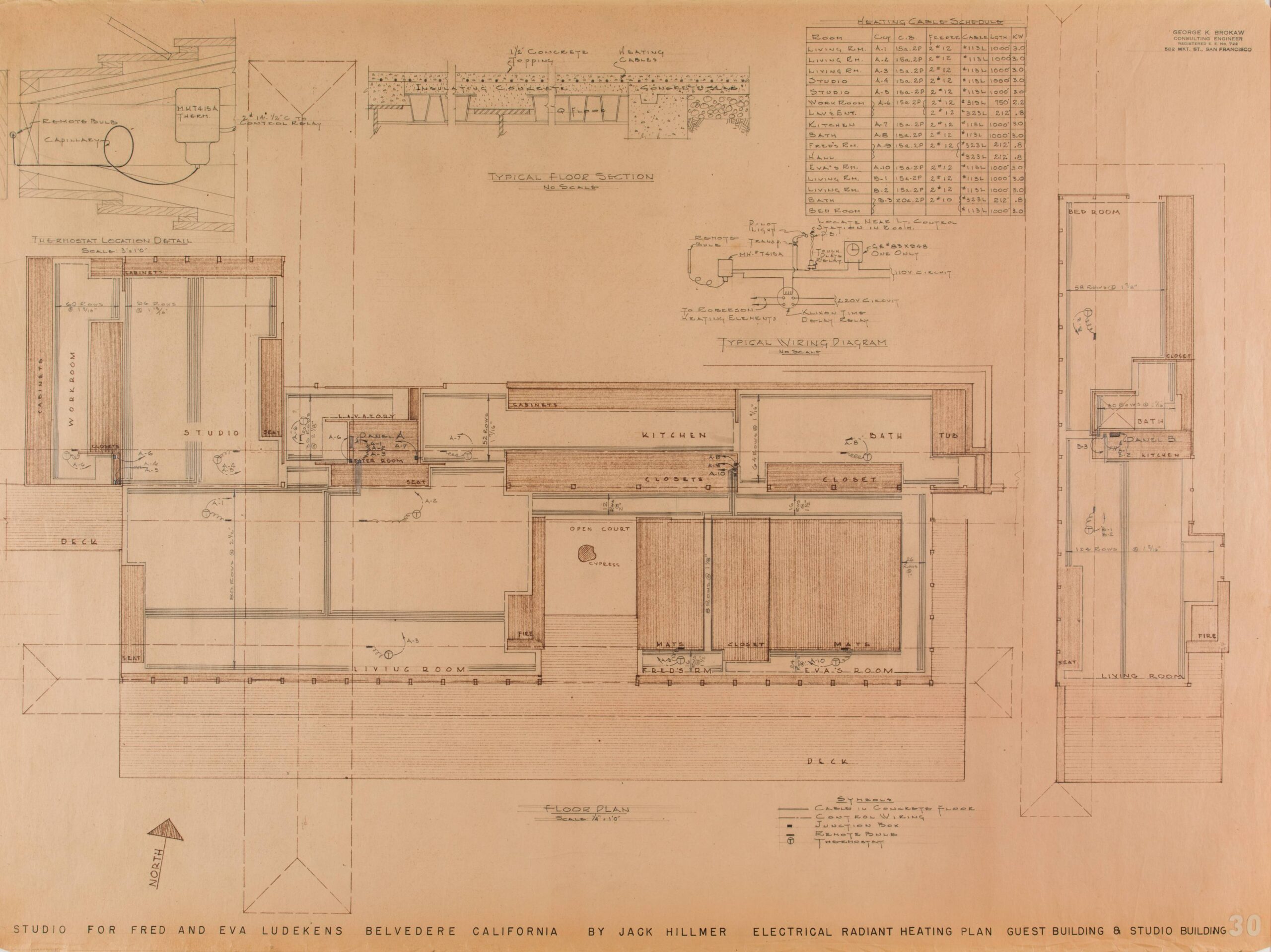 Jack Hillmer, Drawing for Ludekens House, Belvedere, California, 1948 ...