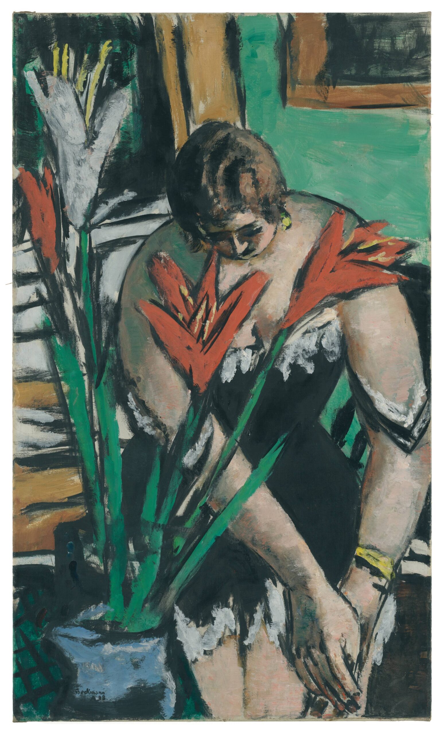 Max Beckmann, Frau bei der Toilette mit roten und weissen Lilien (Woman ...
