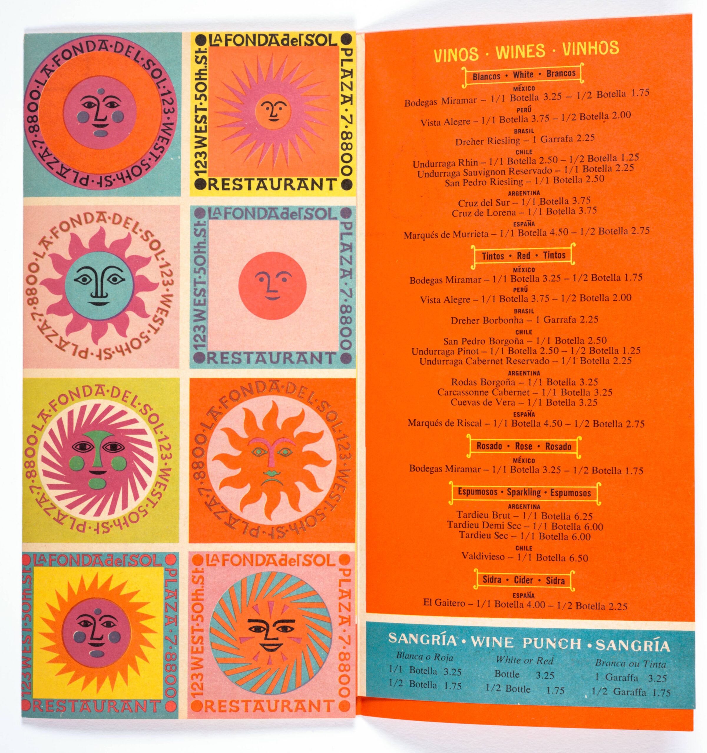 Alexander Girard, Dinner Menu for La Fonda del Sol Restaurant, New York ...