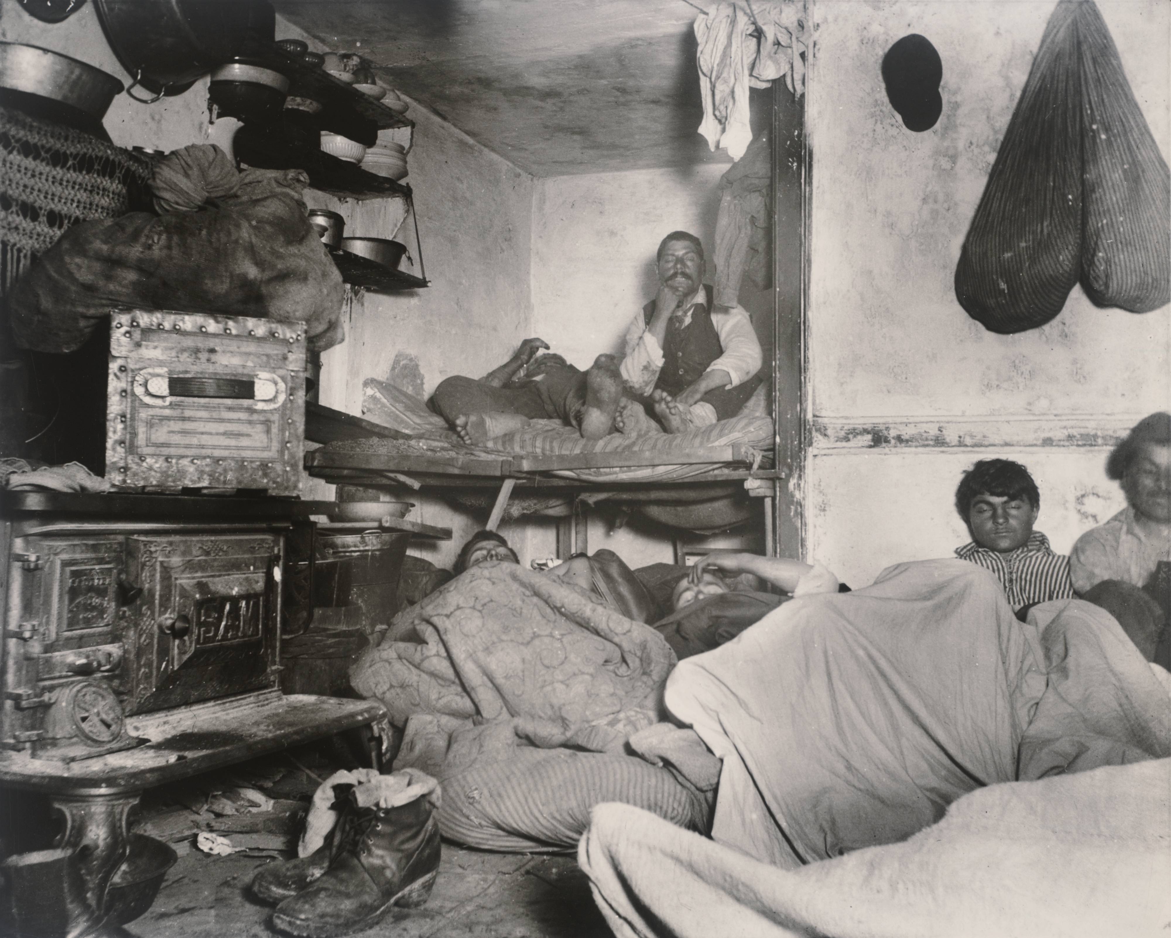 Jacob August Riis, Lodgers in a Crowded Bayard Street Tenement--"Five ...