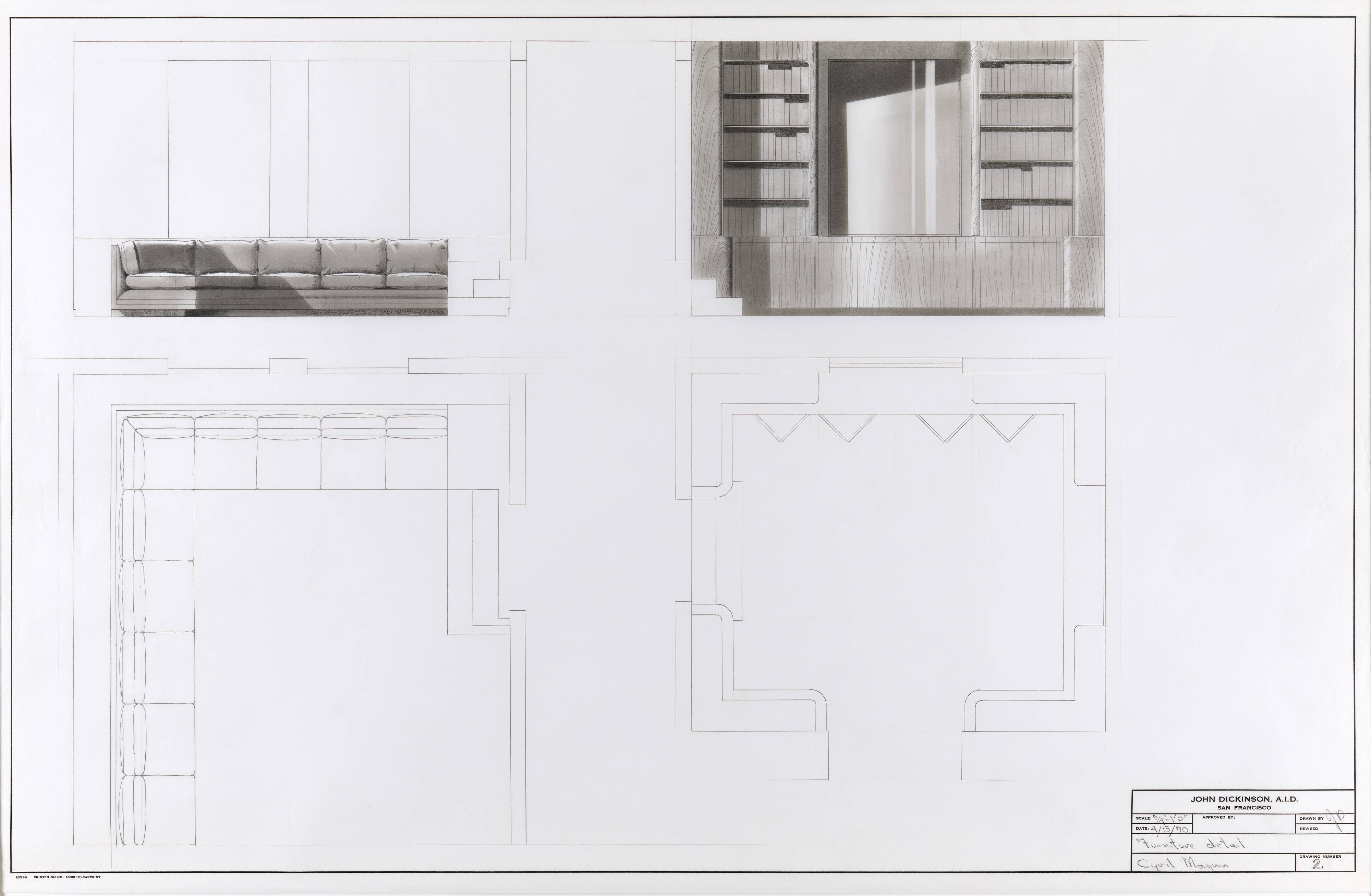John Dickinson, Furniture detail for Cyril Magnin, 1970 · SFMOMA