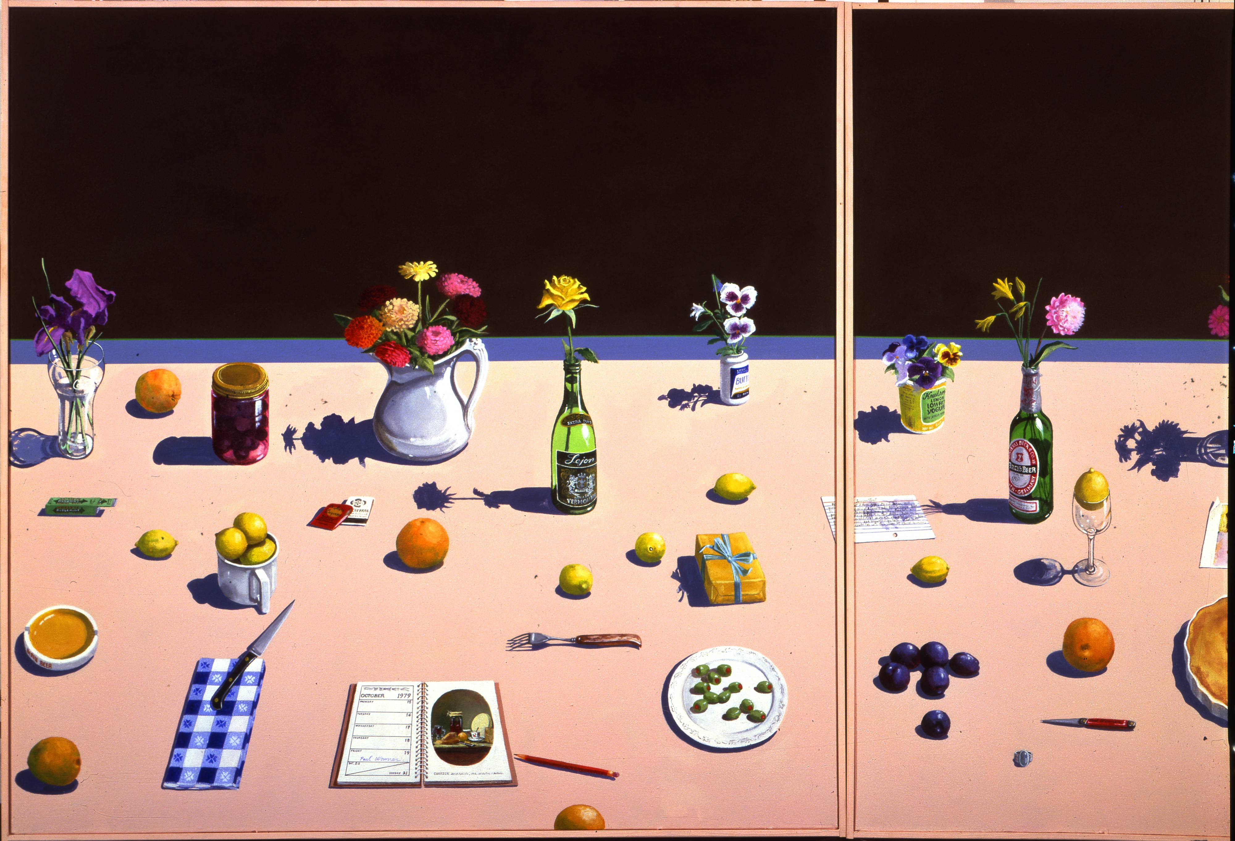 Paul Wonner, Dutch Still Life with Lemon Tart and Engagement Calendar ...
